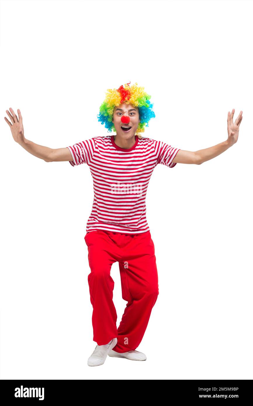 Shed happy funny clown Stock Photo - Alamy