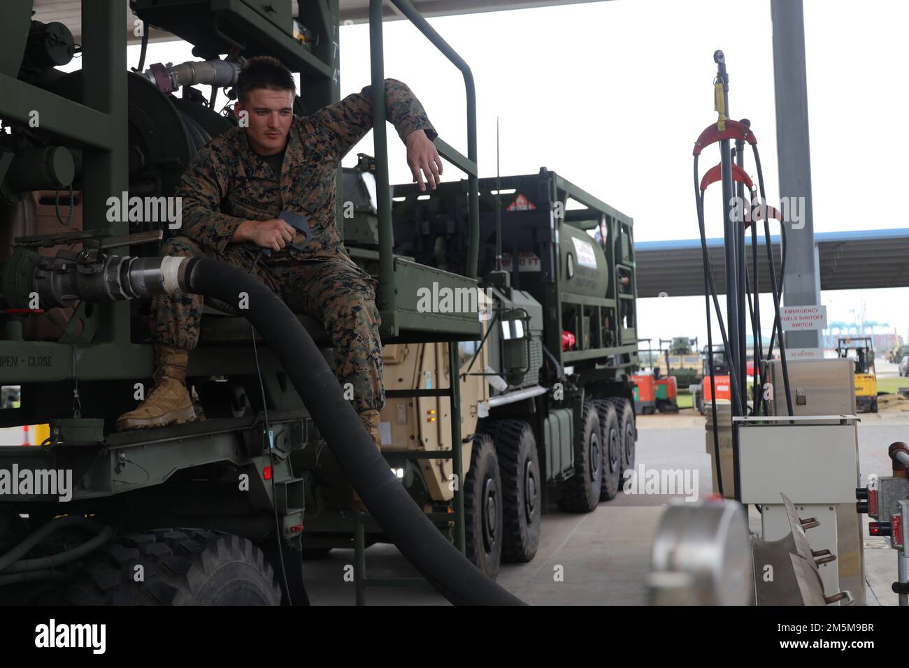 U.S. Marine Corps Cpl. Landon Stanislow, a motor vehicle operator with ...
