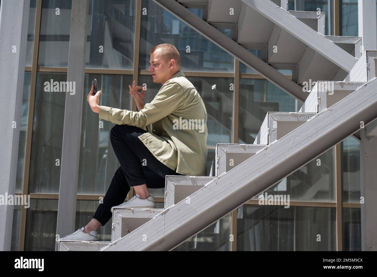 Disabled man stairs device hi-res stock photography and images - Alamy