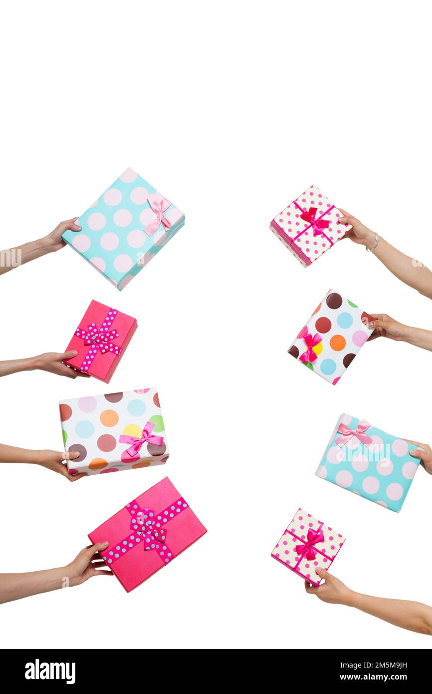 Hand with gift box Stock Photo - Alamy