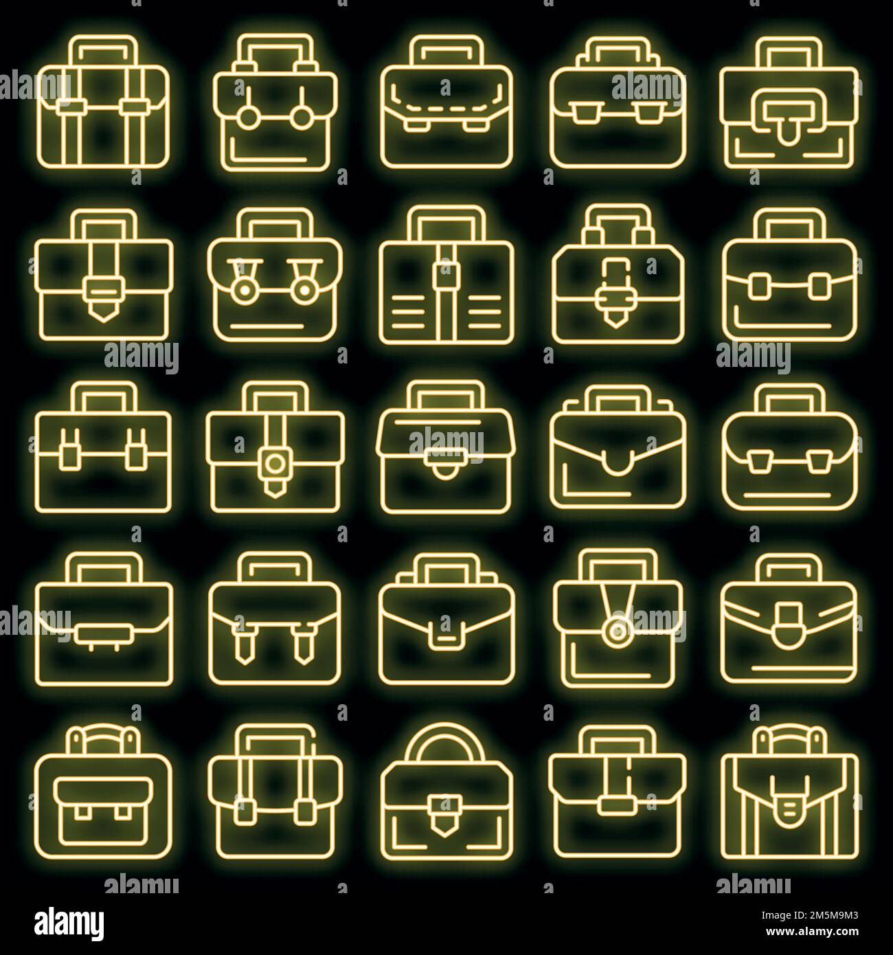 Briefcase icons set. Outline set of briefcase vector icons neon color ...