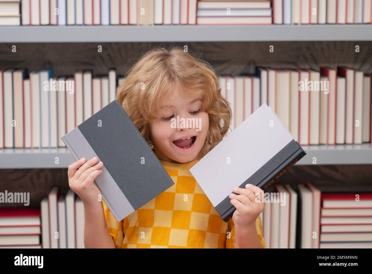 Pupil read book. Knowledge and education school concept. School boy ...