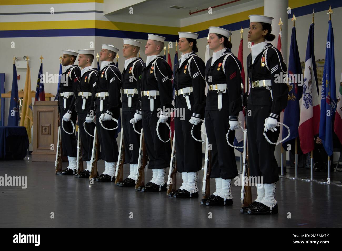 220325-N-ZZ000-1005 (March 25, 2022) Sailors stand in formation after receiving their ...