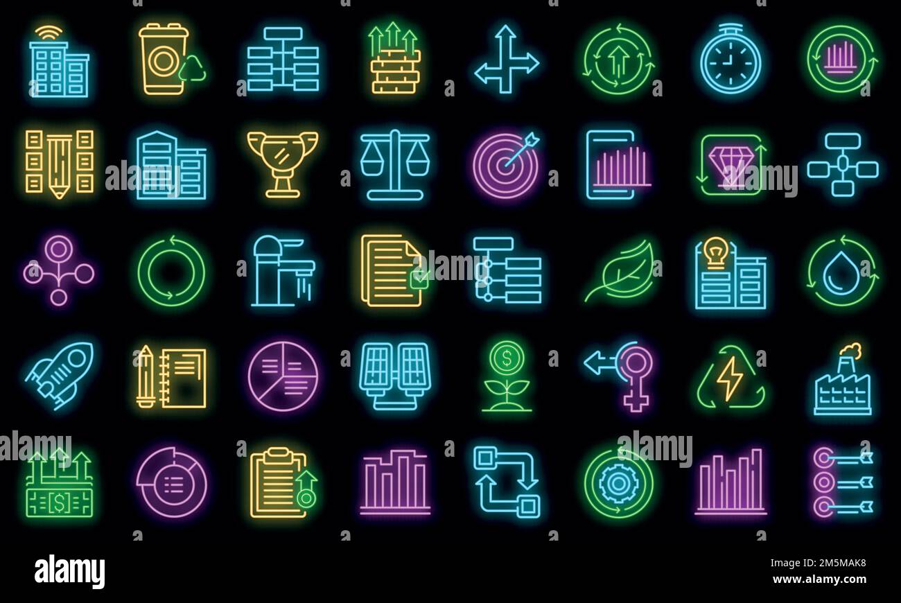 Sustainable development icons set. Outline set of sustainable ...