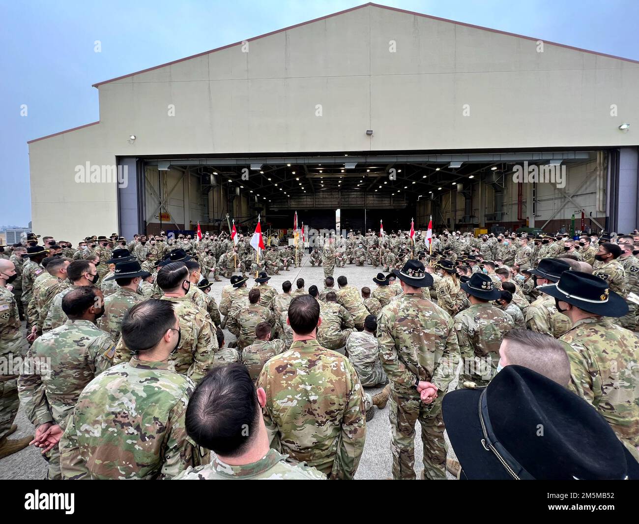Soldiers assigned to 4-6 Air Cavalry Squadron gather around Lt. Col ...