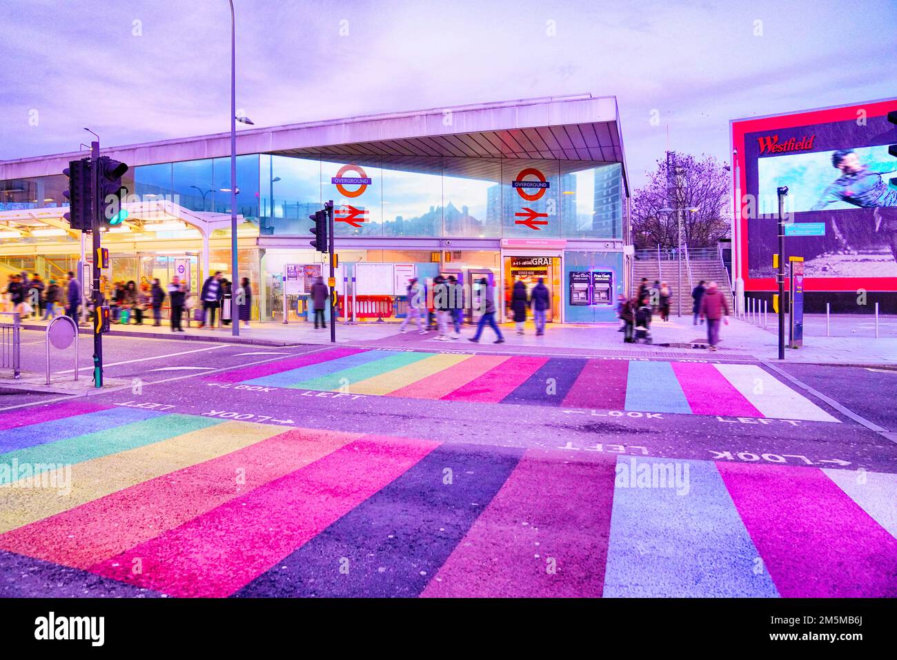 LGBTQ Rainbow Pedestrian Crossing At Shepherds Bush Bus Station And ...