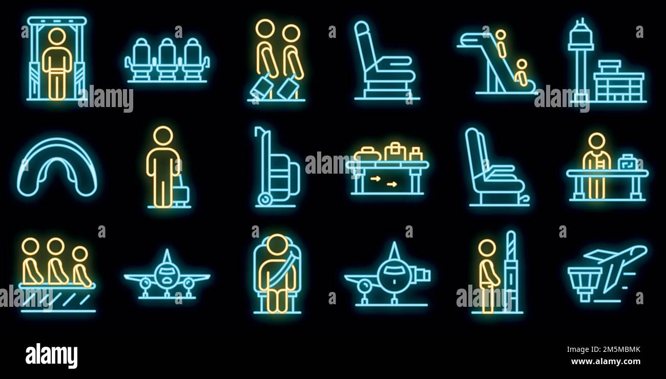 Airline passengers icons set. Outline set of airline passengers vector ...