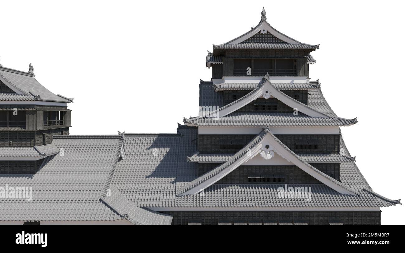 3D illustration japanese castle isolated on white background Stock ...