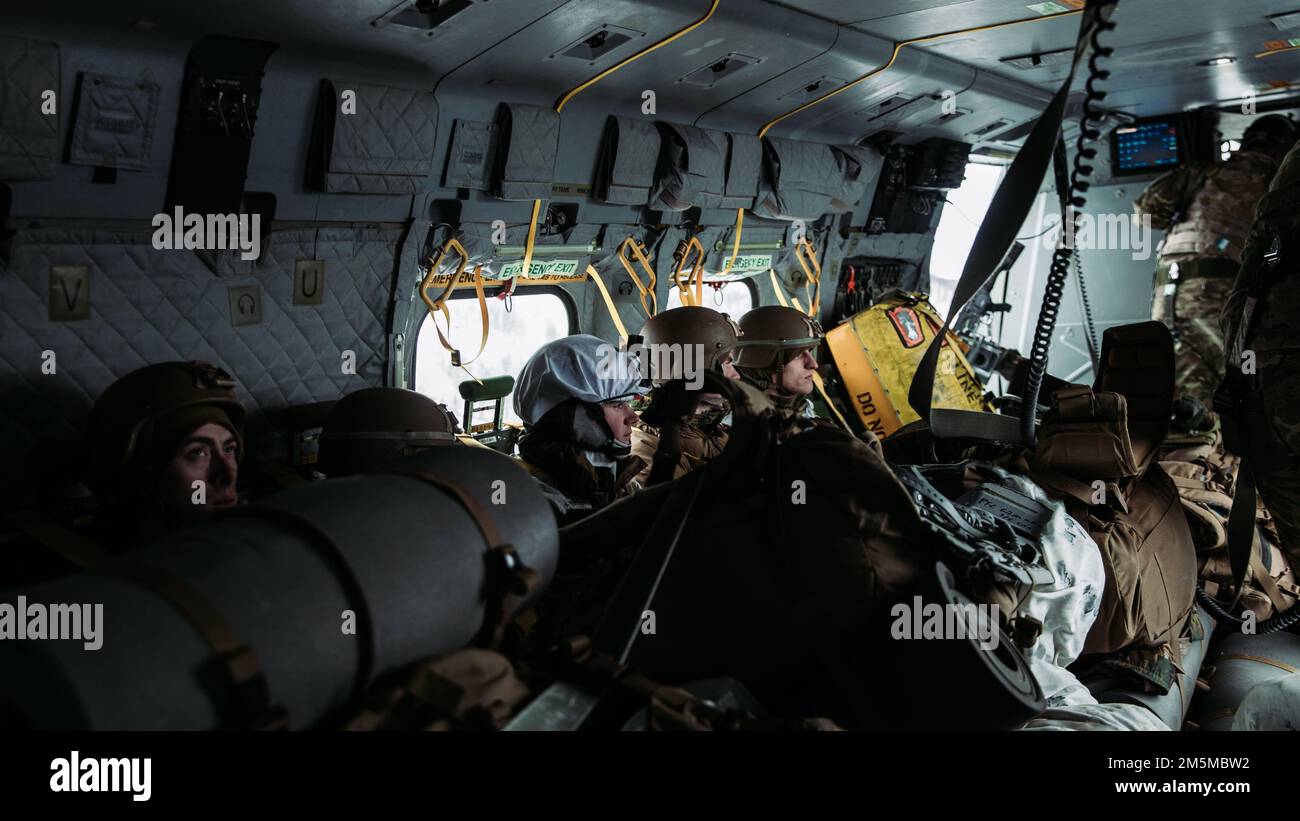 U.S. Marines ride in a British Royal Navy Merlin MK4 during Exercise ...