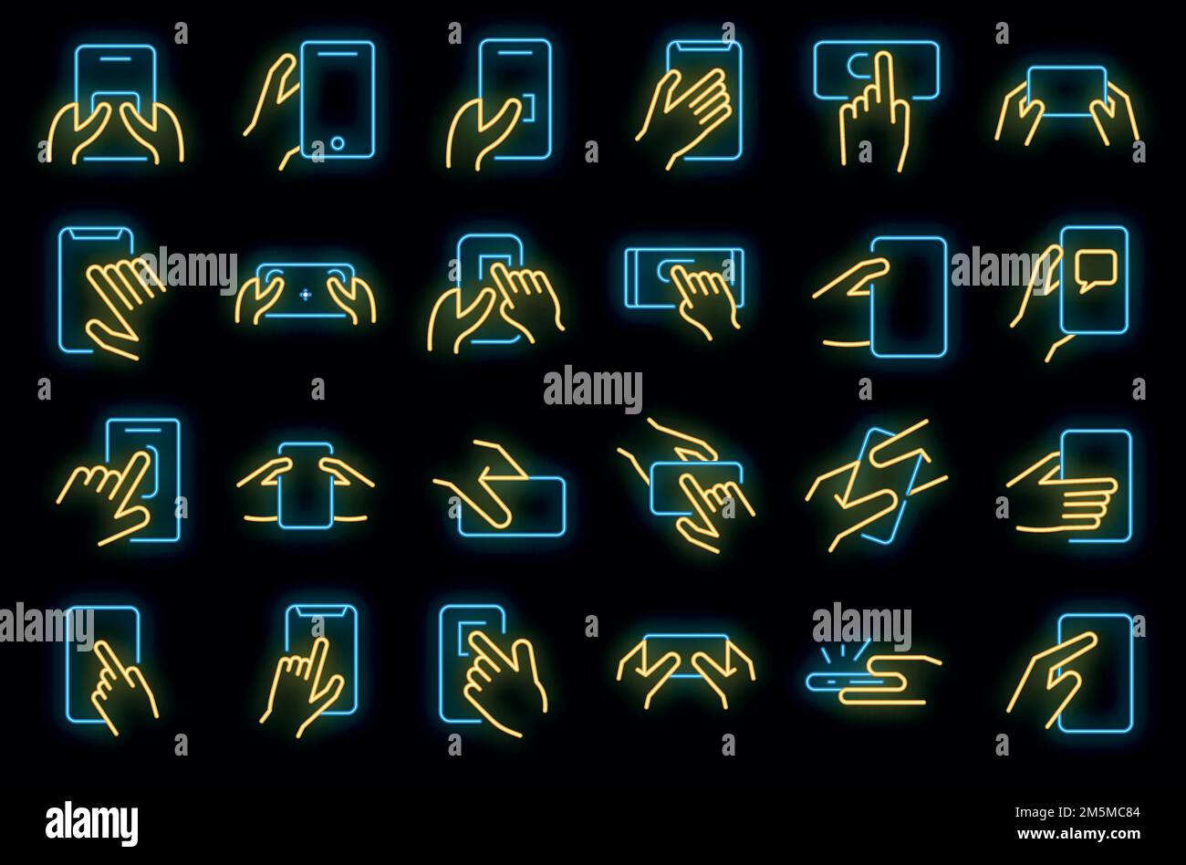 Using smartphone icons set. Outline set of using smartphone vector ...