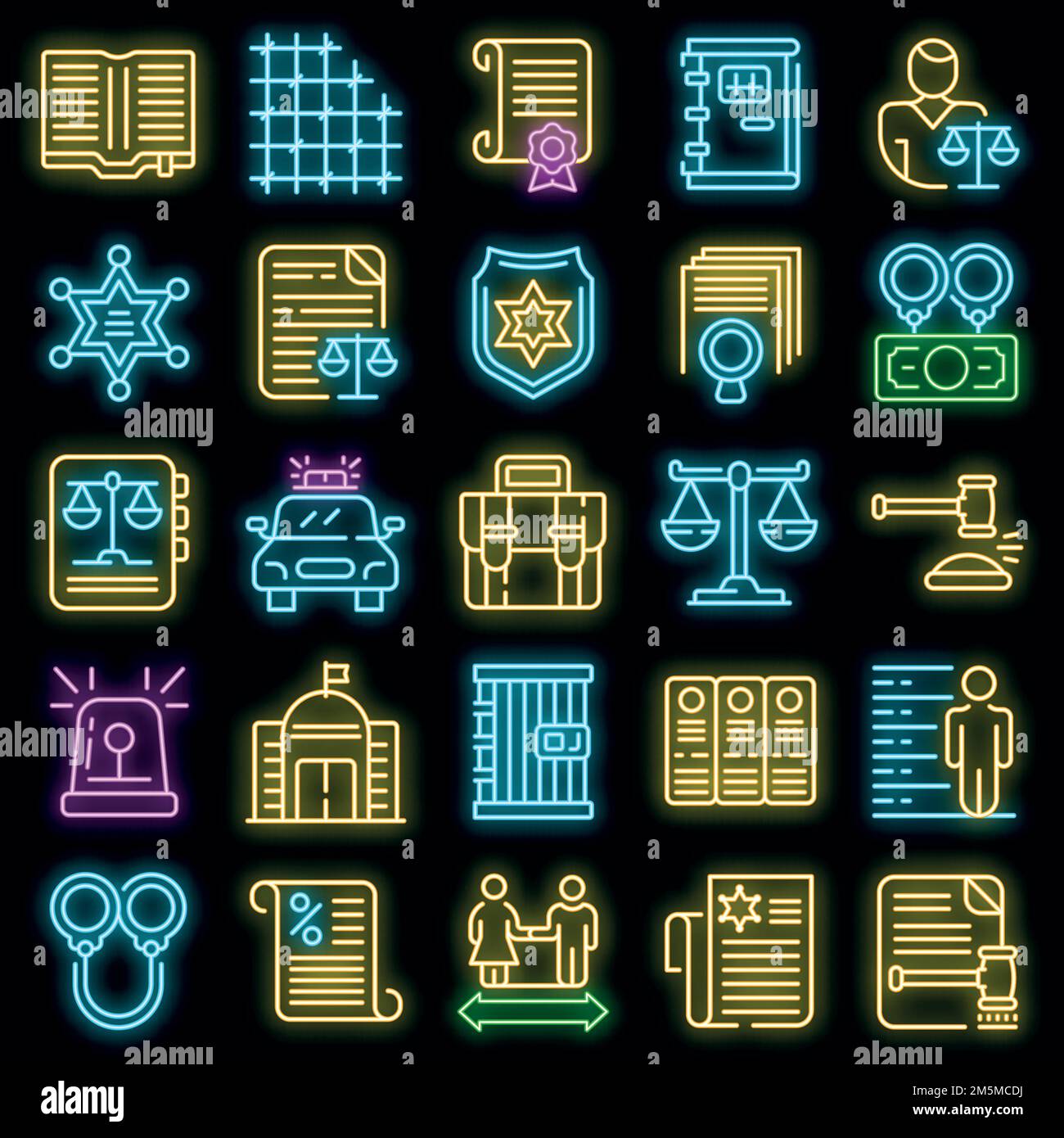 Criminal justice icons set. Outline set of criminal justice vector ...