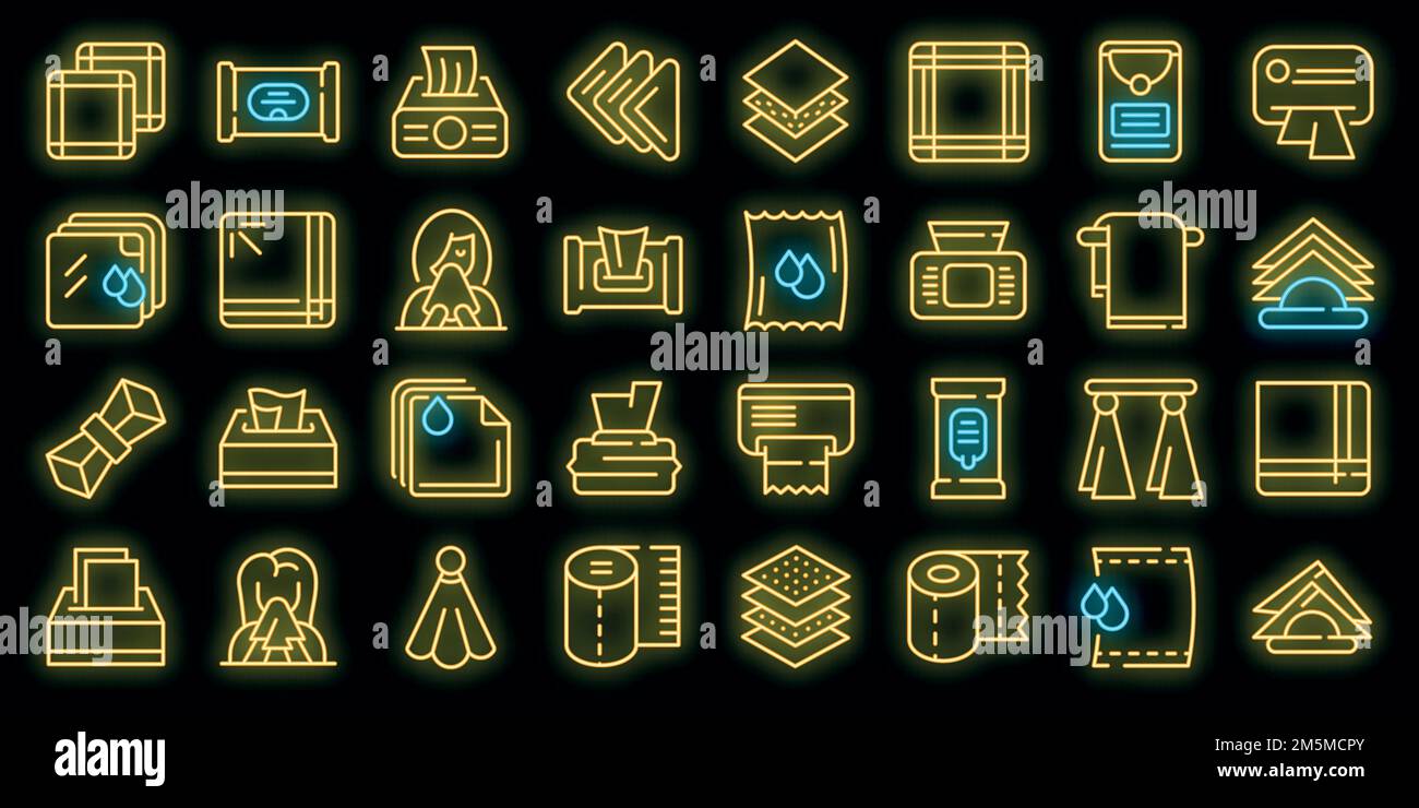 Handkerchief icons set. Outline set of handkerchief vector icons neon ...
