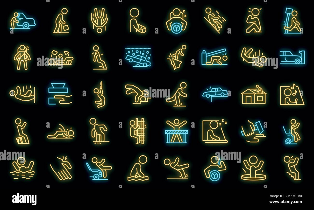 Careless person icons set. Outline set of careless person vector icons ...