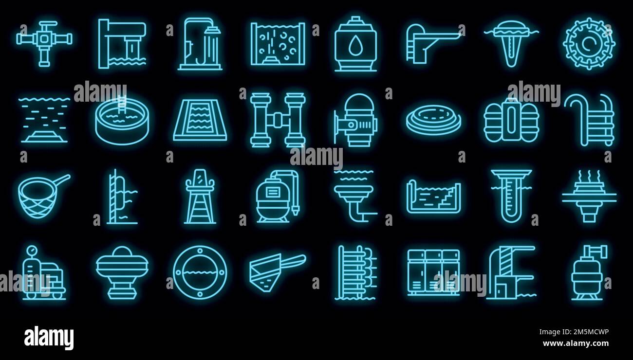 Equipment for pool icons set. Outline set of equipment for pool vector ...