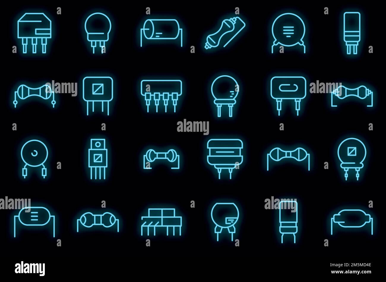 Resistor Icons Set Outline Set Of Resistor Vector Icons Neon Color On