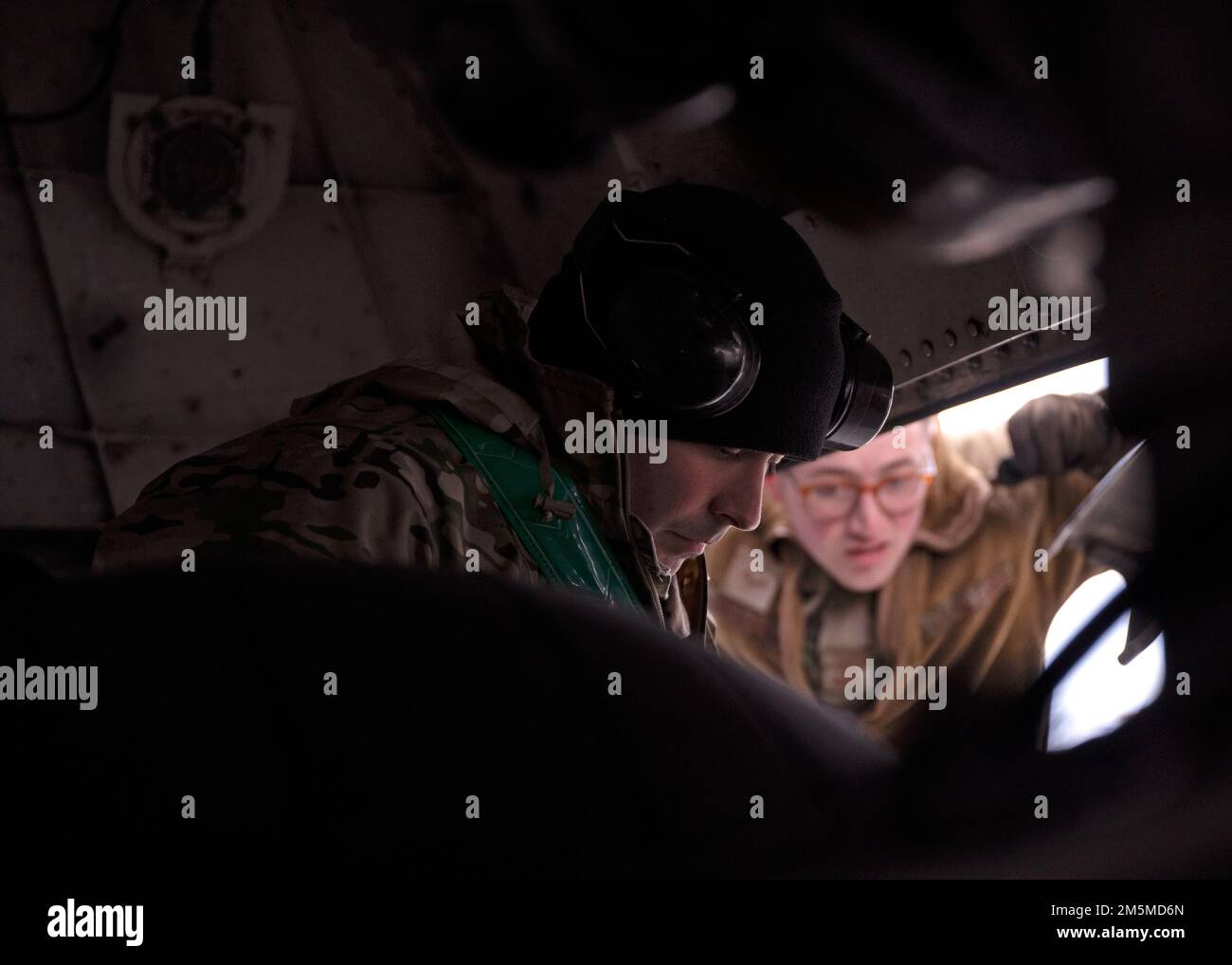 U.S. Air Force Master Sgt. Andrew Morrisey, left, a production ...