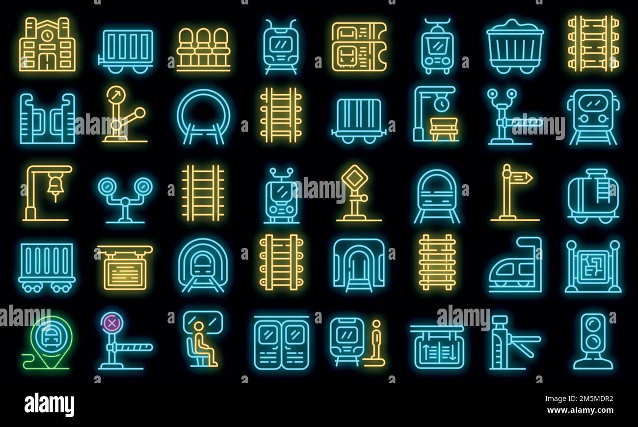 Railway platform icons set. Outline set of railway platform vector ... Railway platform icons set. Outline set of railway platform vector ...