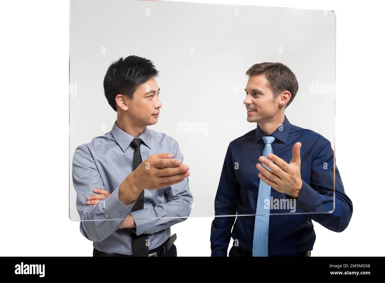 Take science and technology business men to use touch screen tent Stock ...