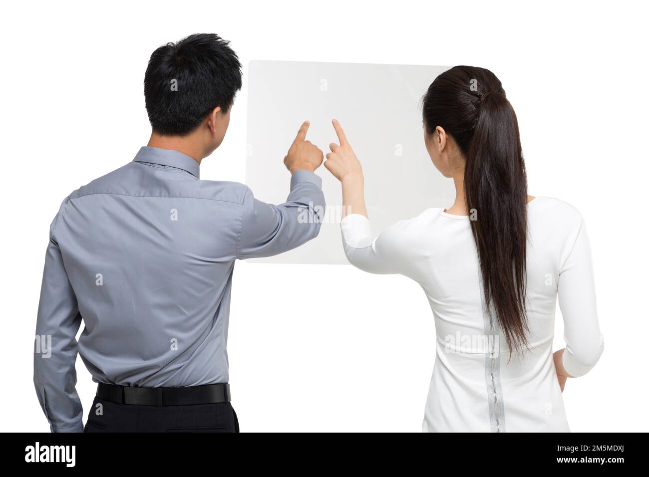 Take science and technology business people use touch screen tent Stock ...