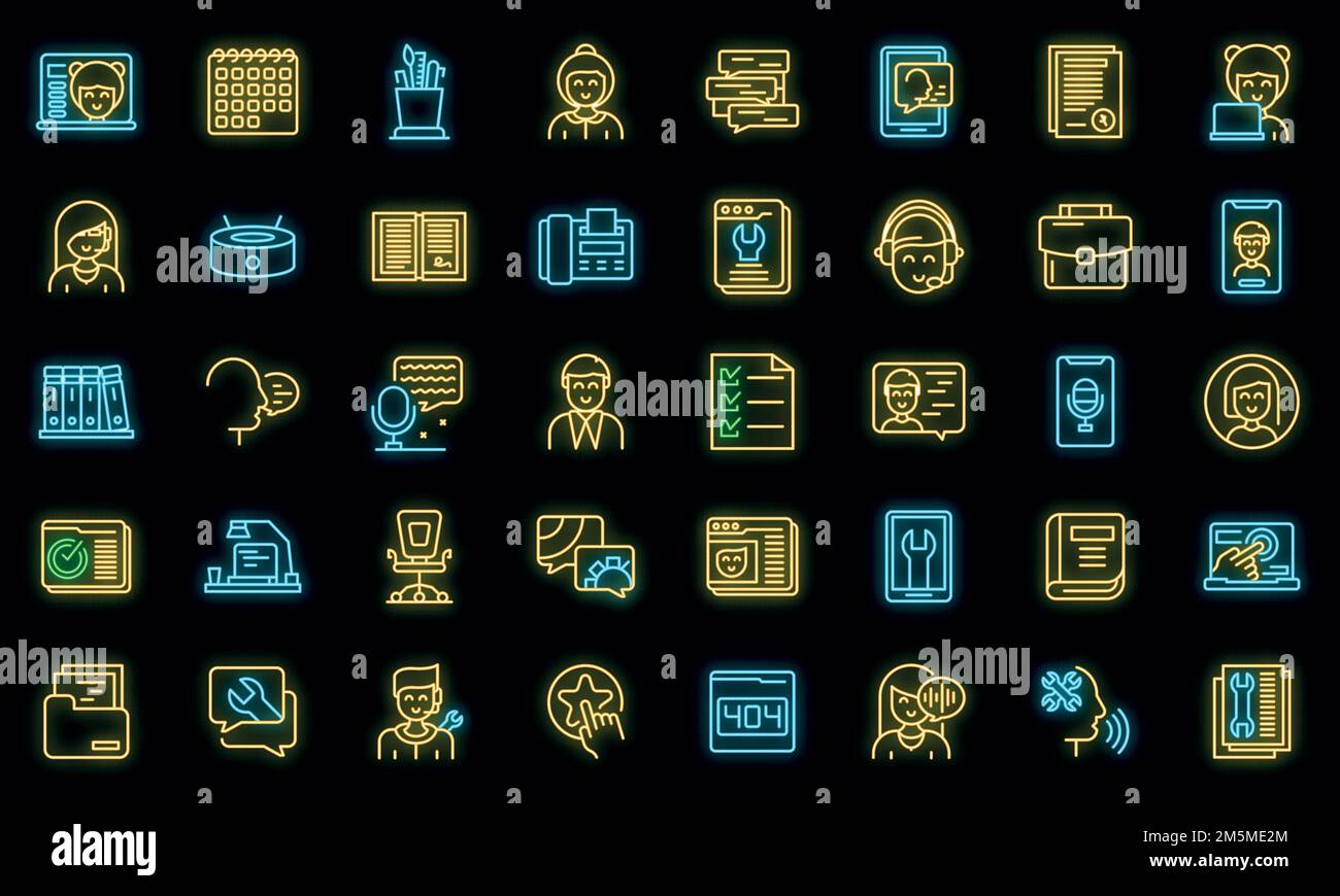 Personal assistant icons set. Outline set of personal assistant vector ...