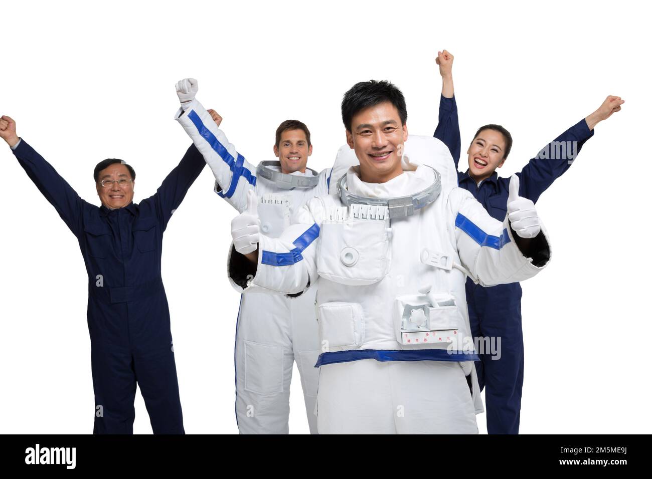 Photo shoot male astronauts and engineer team Stock Photo - Alamy