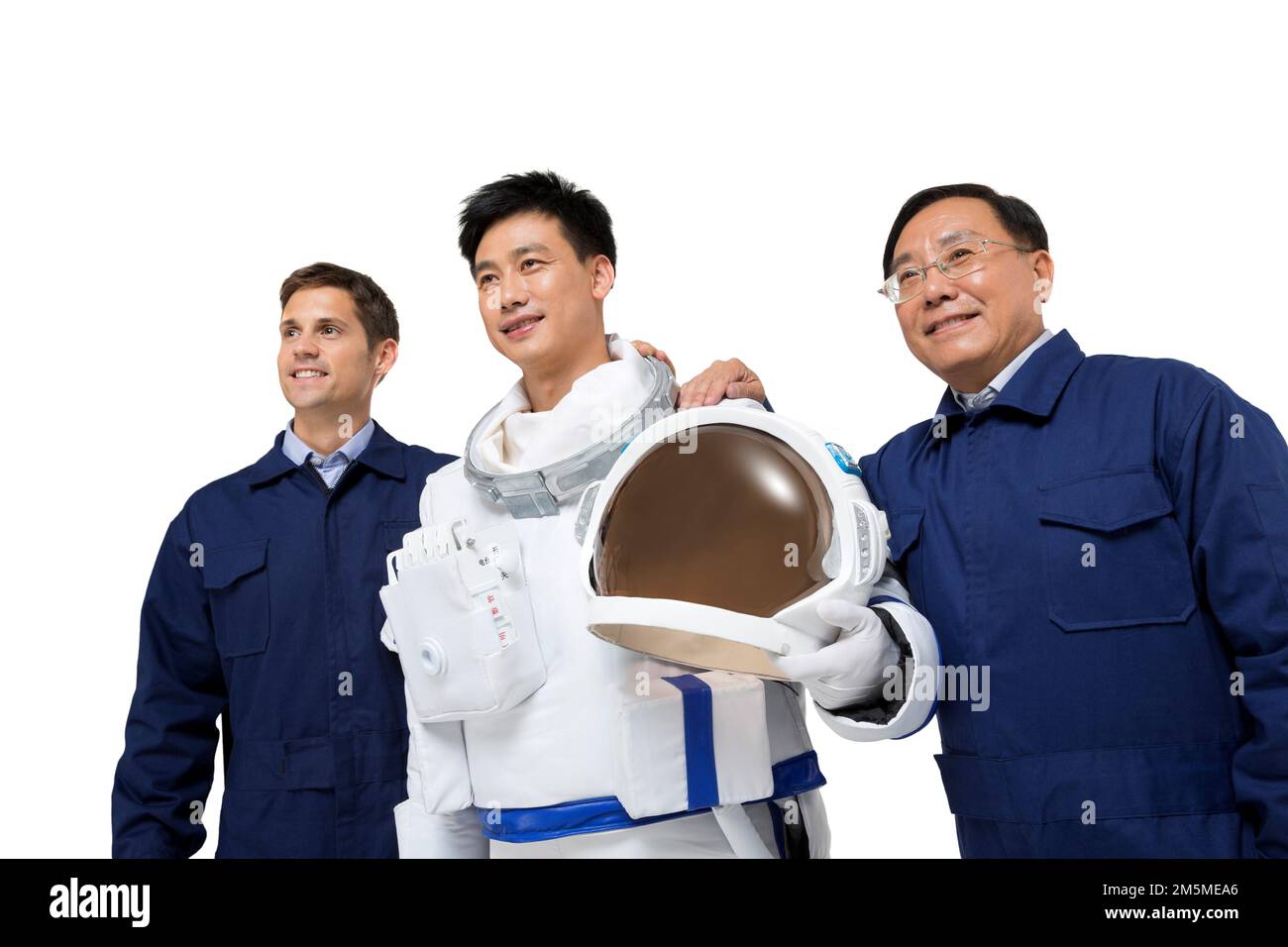 Photo shoot male astronauts and engineer team Stock Photo - Alamy