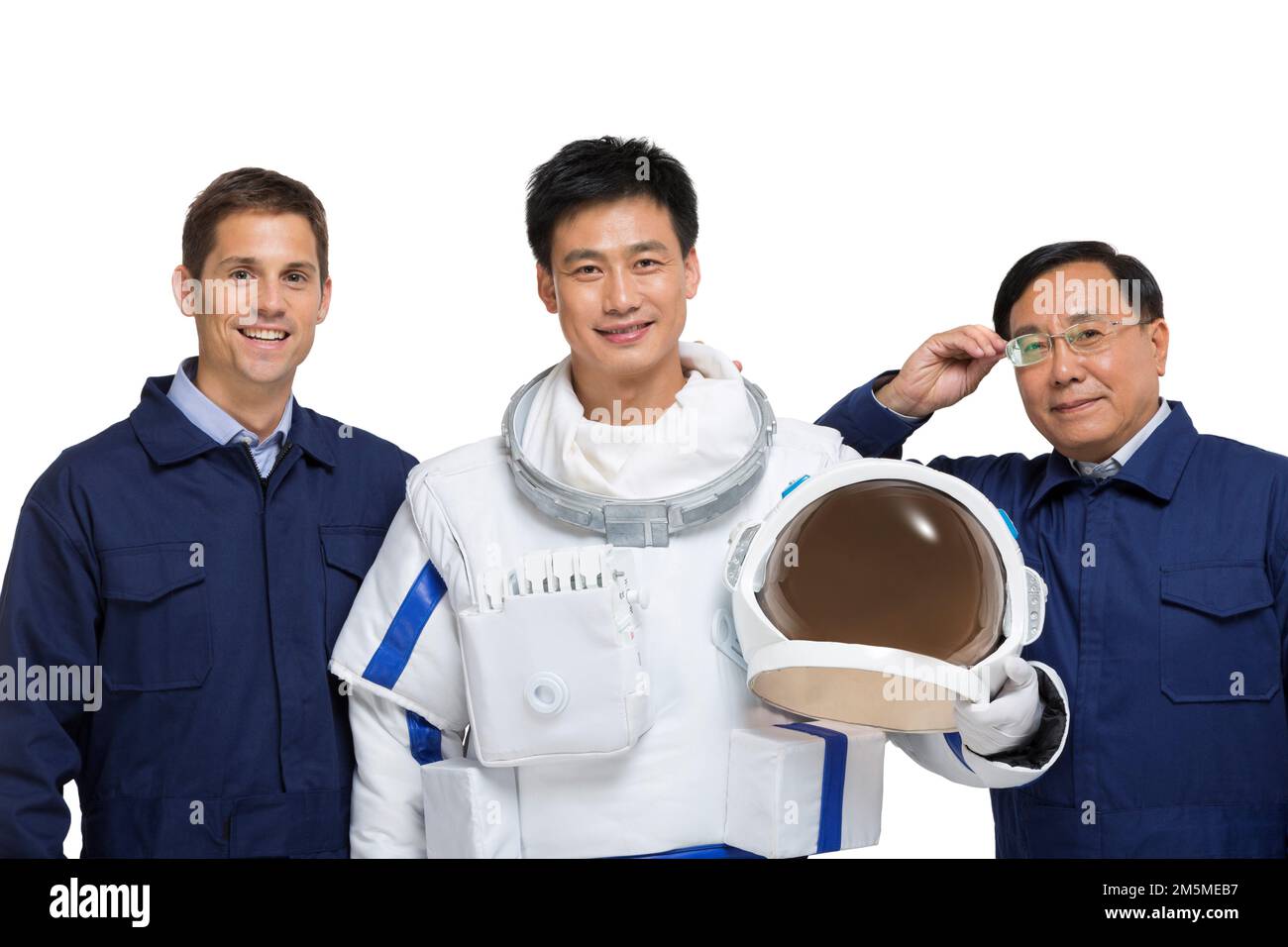 Photo shoot male astronauts and engineer team Stock Photo - Alamy