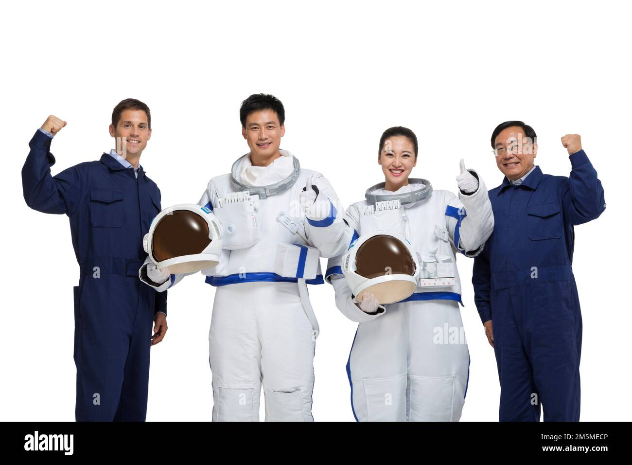 Photo shoot male astronauts and engineer team Stock Photo - Alamy