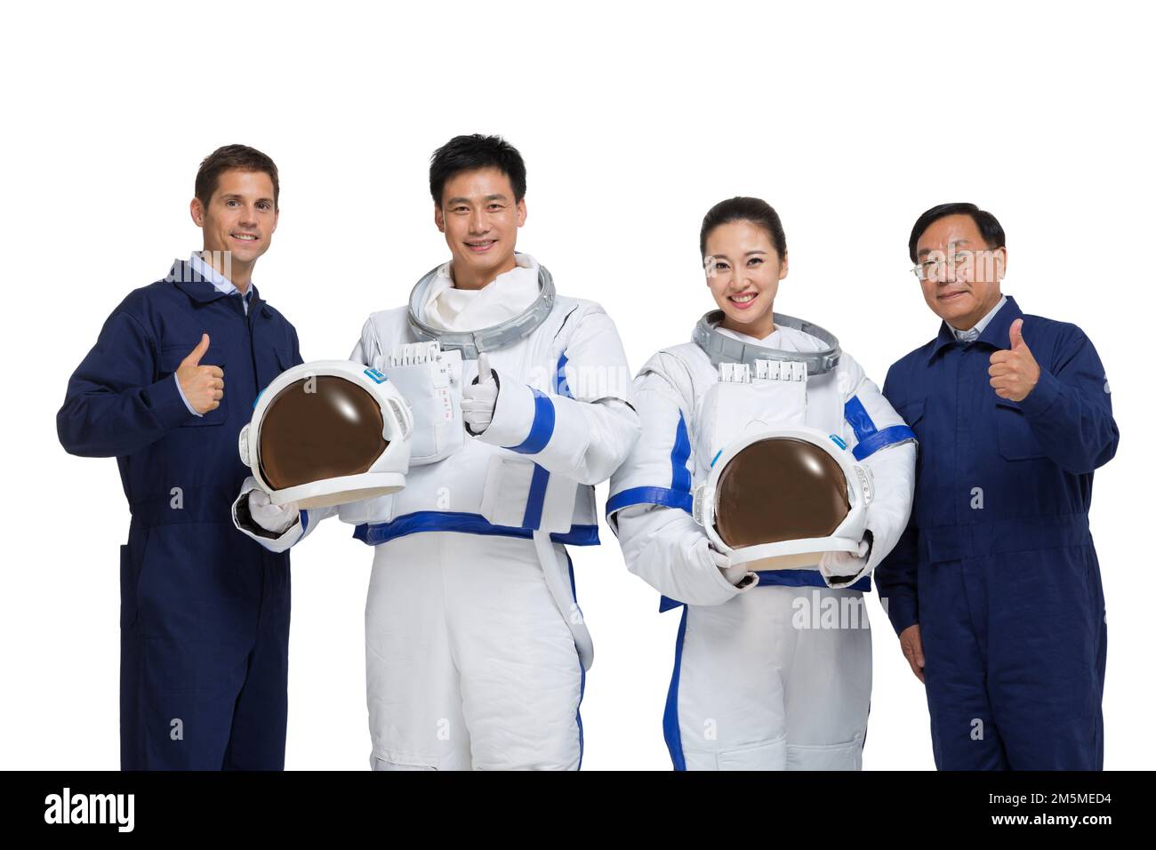 Photo shoot male astronauts and engineer team Stock Photo - Alamy