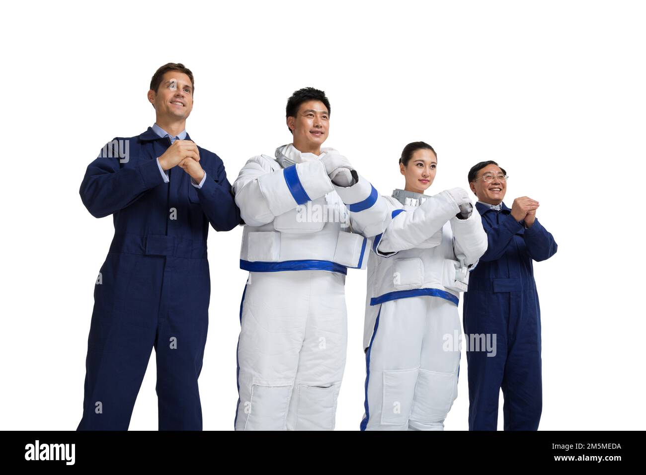 Photo shoot male astronauts and engineer team Stock Photo - Alamy