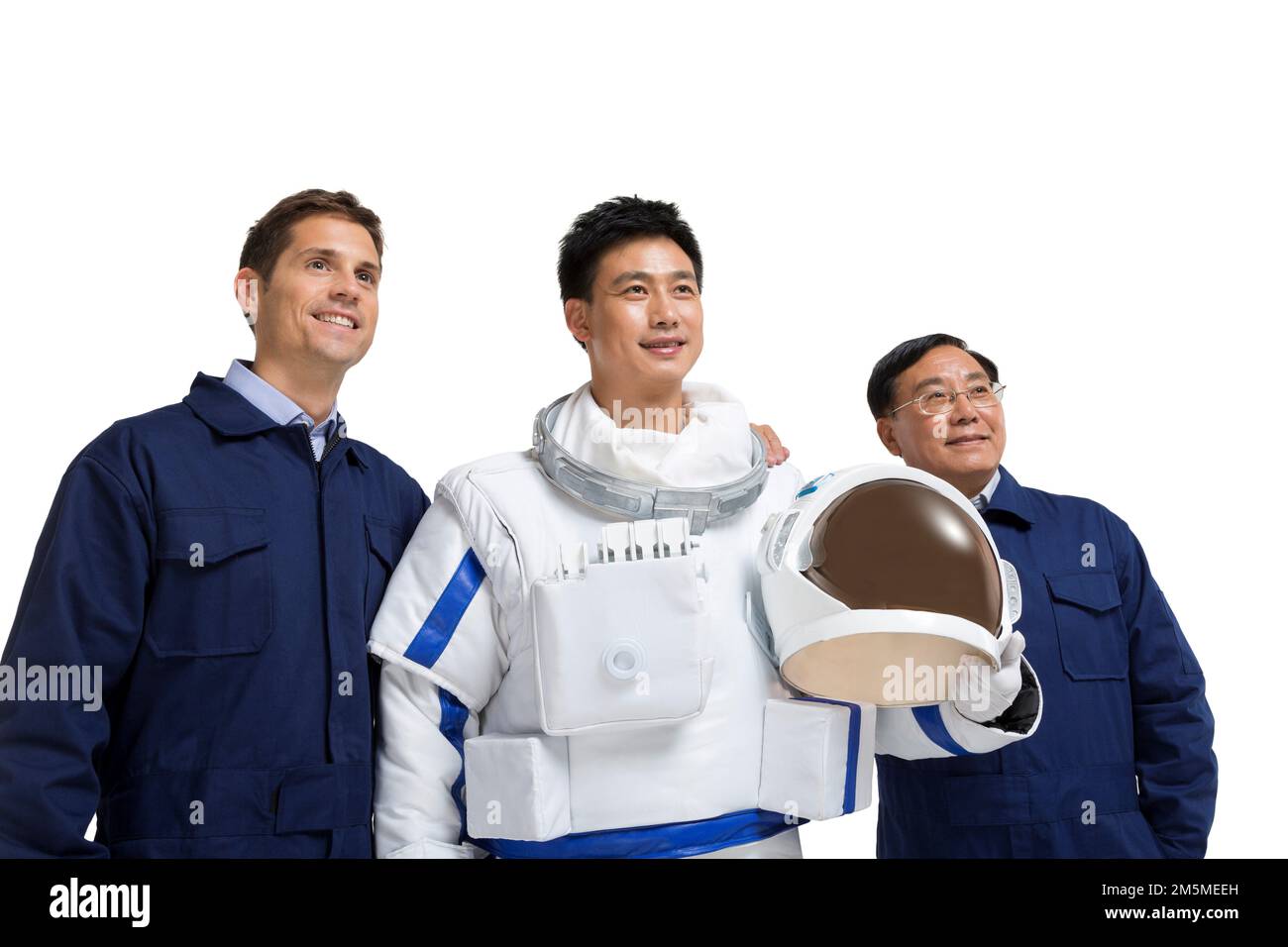 Photo shoot male astronauts and engineer team Stock Photo - Alamy
