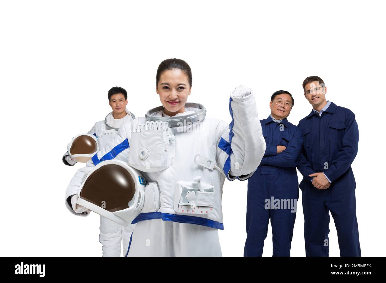Photo shoot male astronauts and engineer team Stock Photo - Alamy