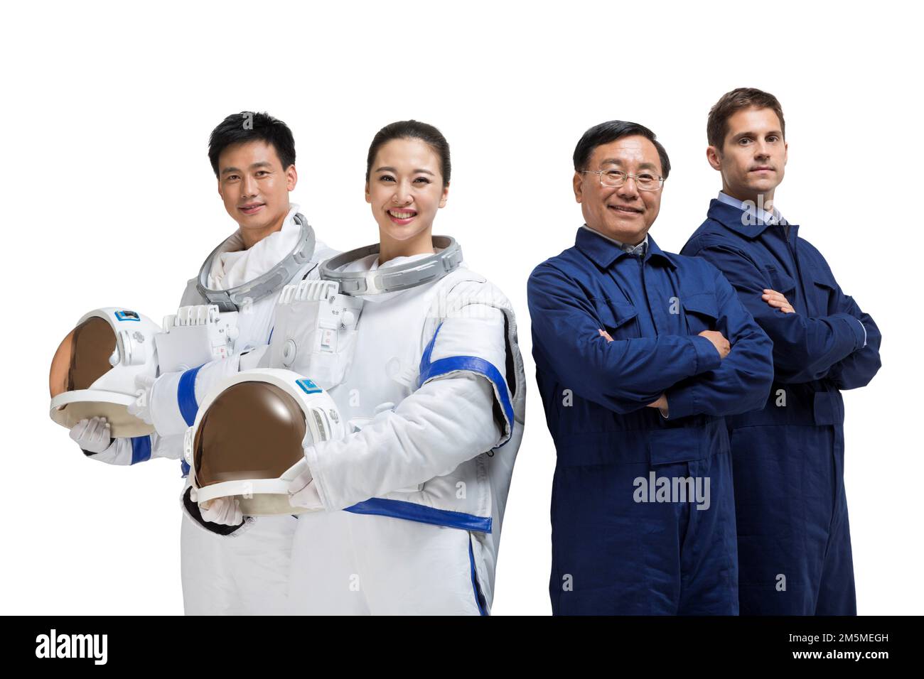 Photo shoot male astronauts and engineer team Stock Photo - Alamy
