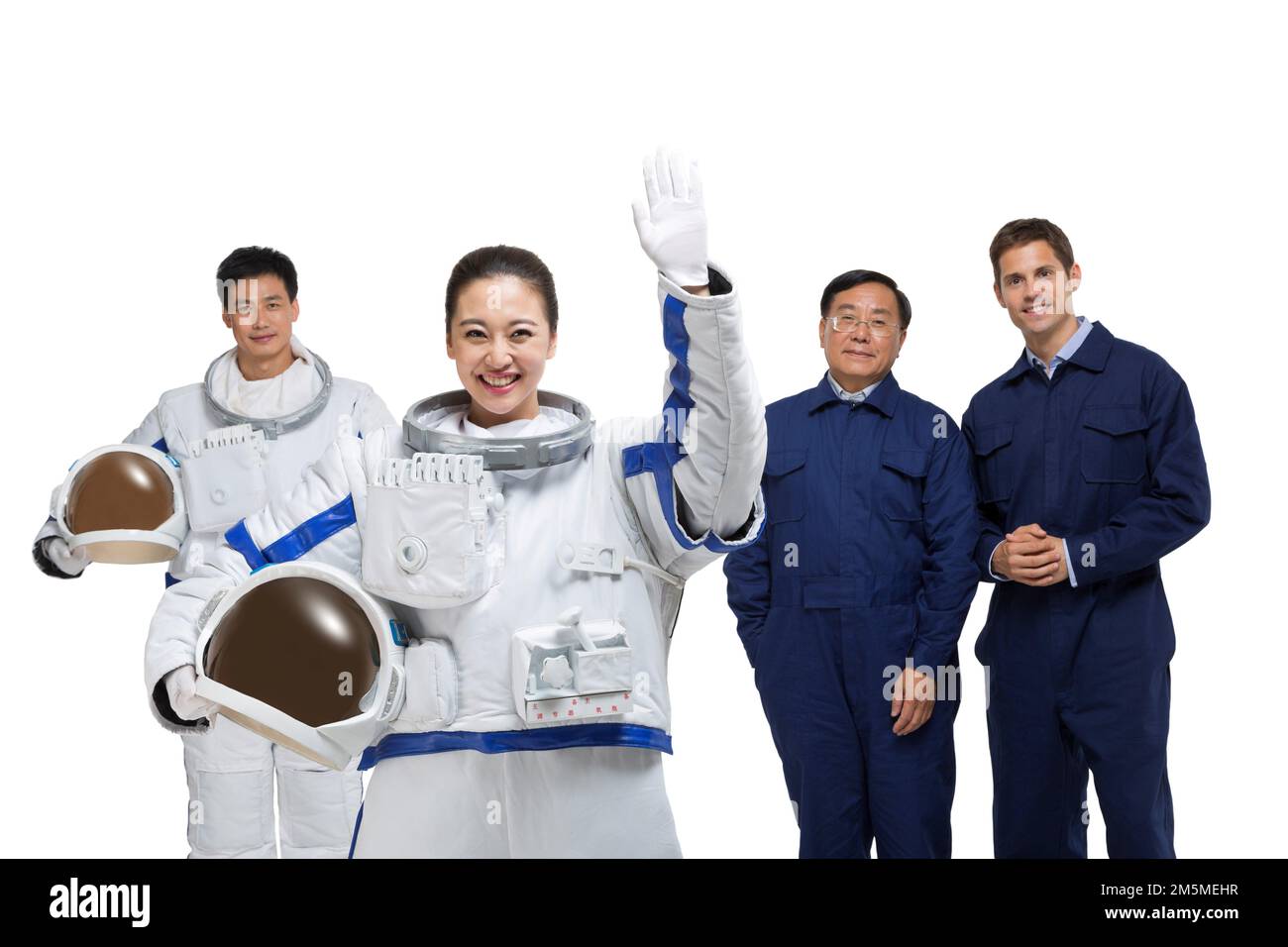 Photo shoot male astronauts and engineer team Stock Photo - Alamy