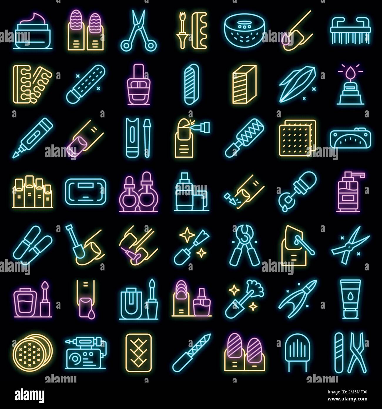 Equipment for manicure icons set. Outline set of equipment for manicure ...