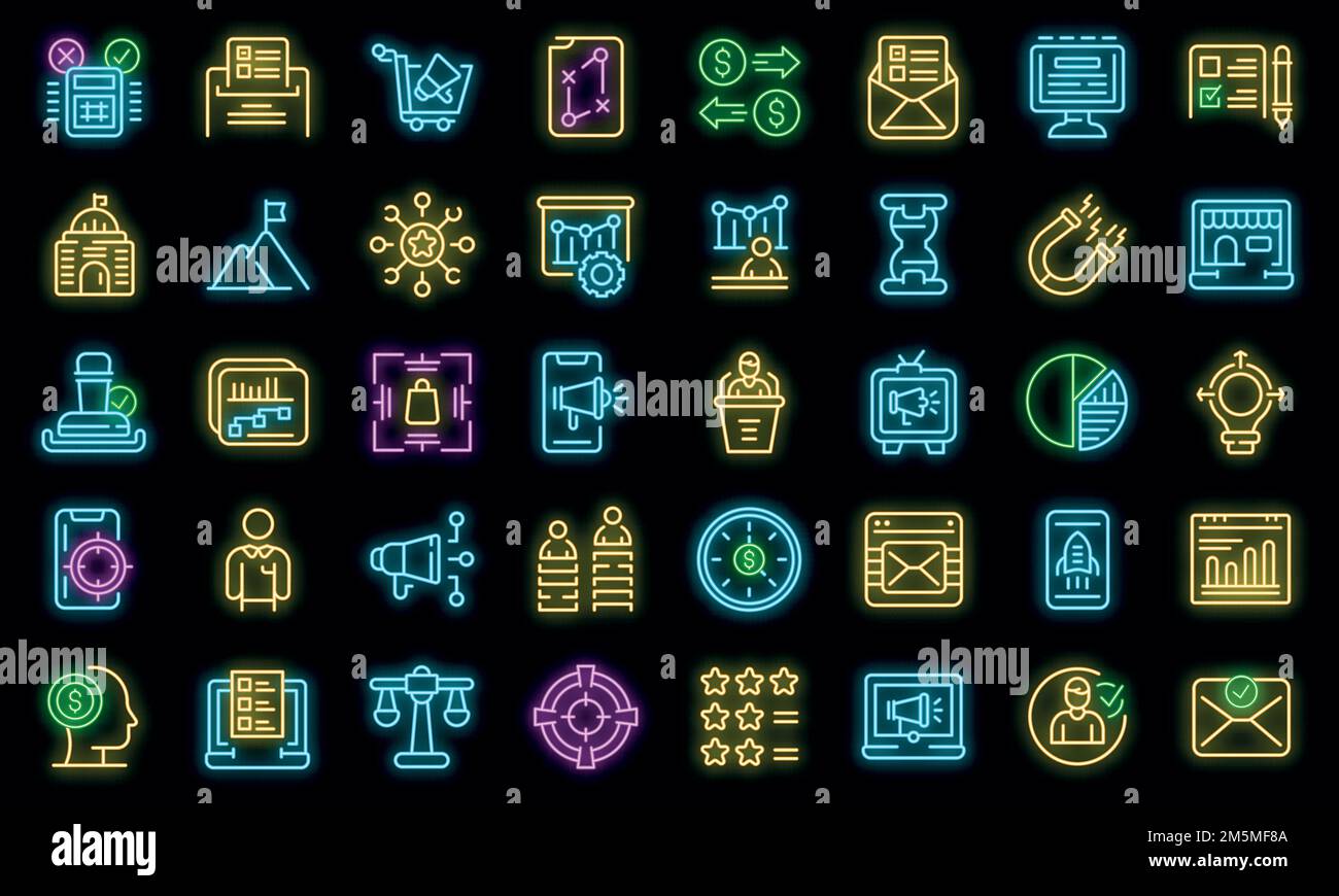 Successful campaign icons set. Outline set of successful campaign ...