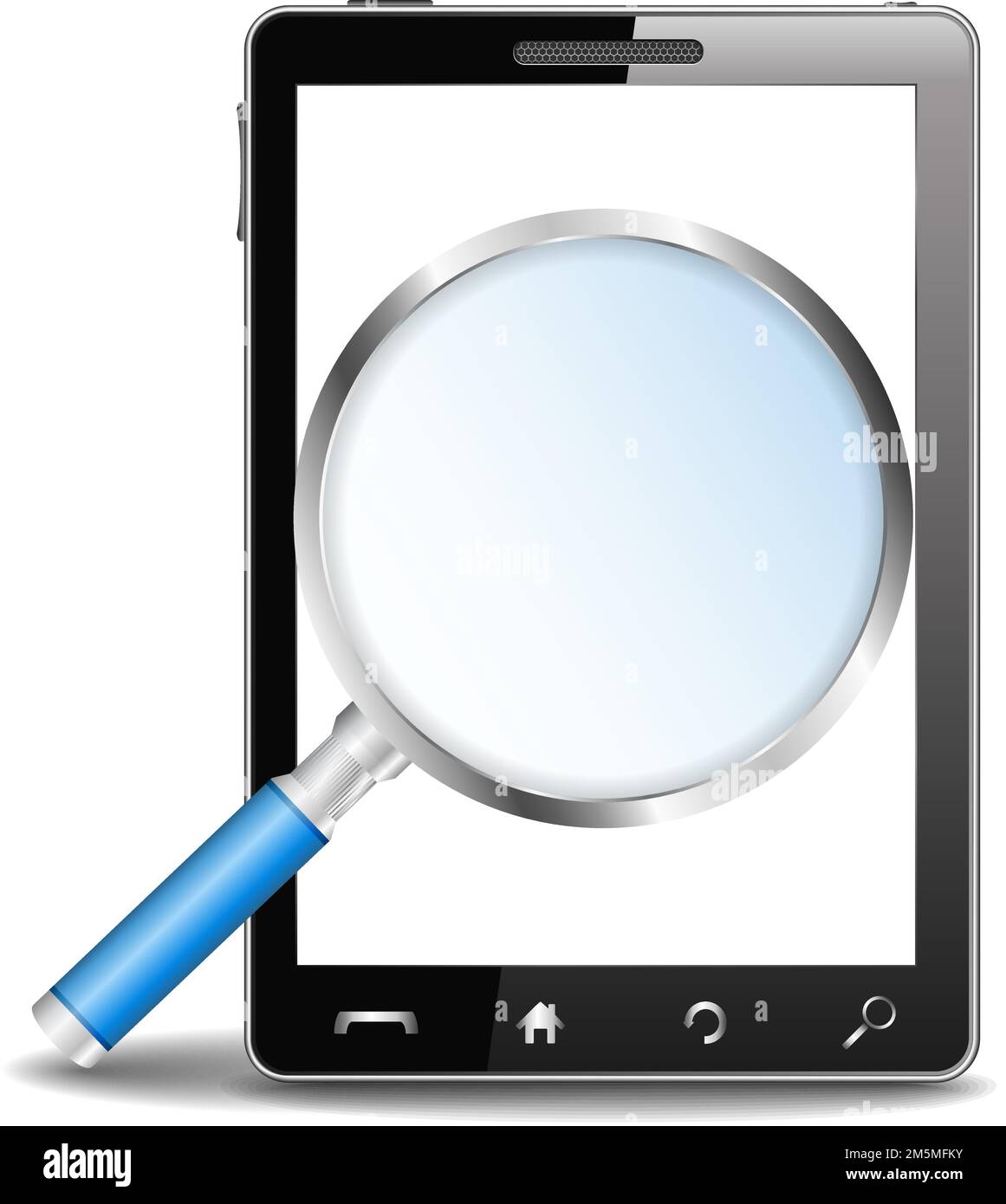 Mobile phone with magnifying glass, vector eps10 illustration Stock ...