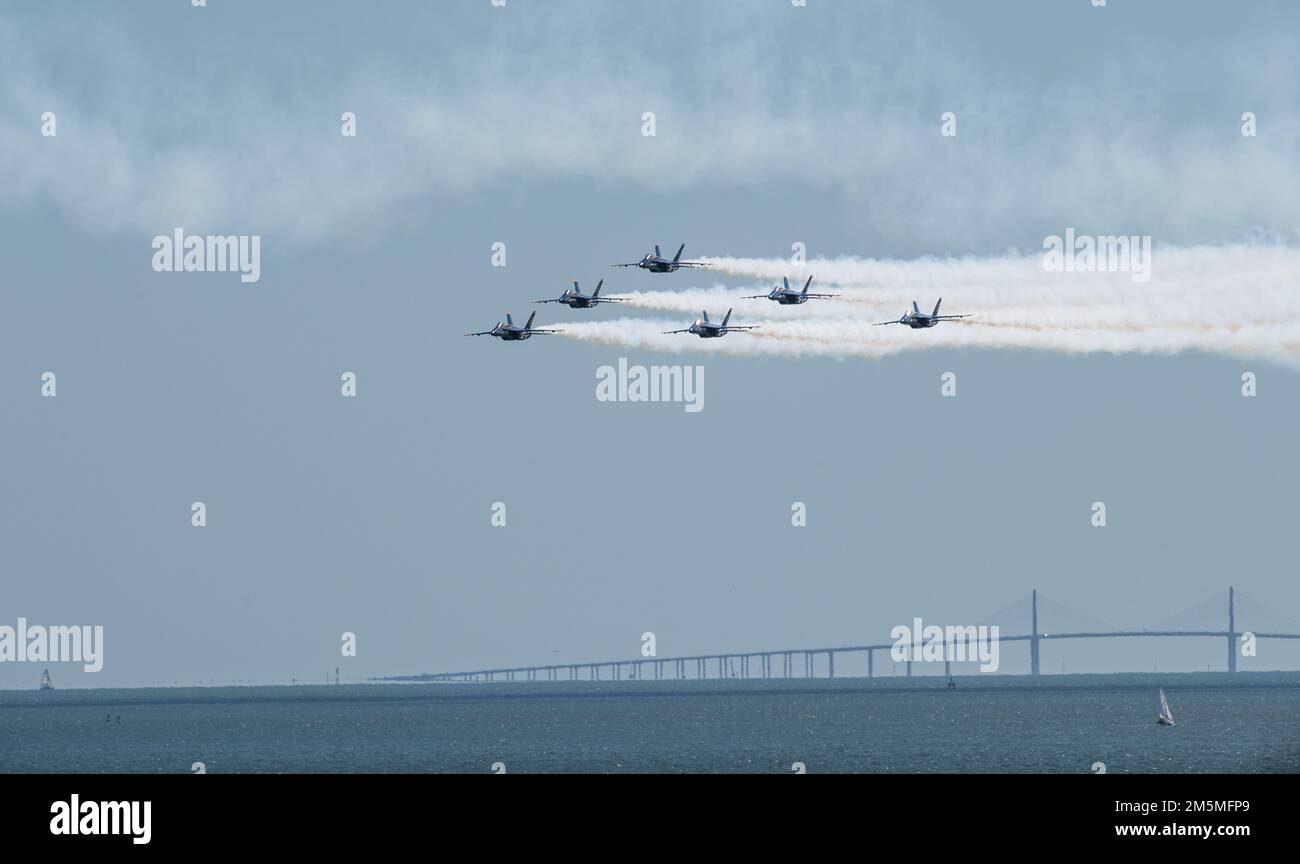 The Blue Angels fly in formation over Hillsborough Bay during the Tampa ...