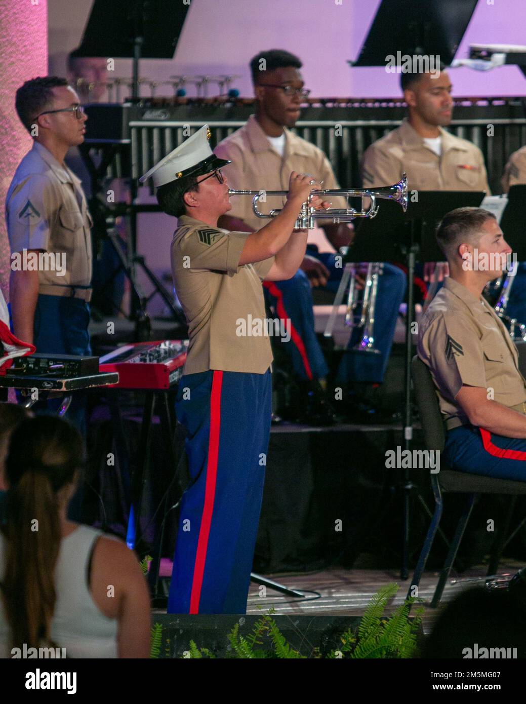 U.S. Marine Corps Sgt. Miku Stone, trumpet instrumentalist, U.S. Marine ...