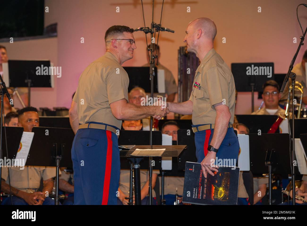 U S Marine Corps Chief Warrant Officer 2 Stephen J Talbot Left