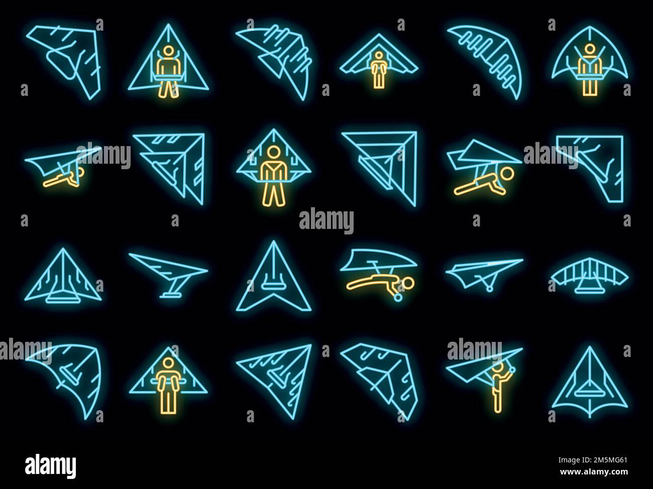 Hang glider icon. Outline hang glider vector icon neon color on black ...