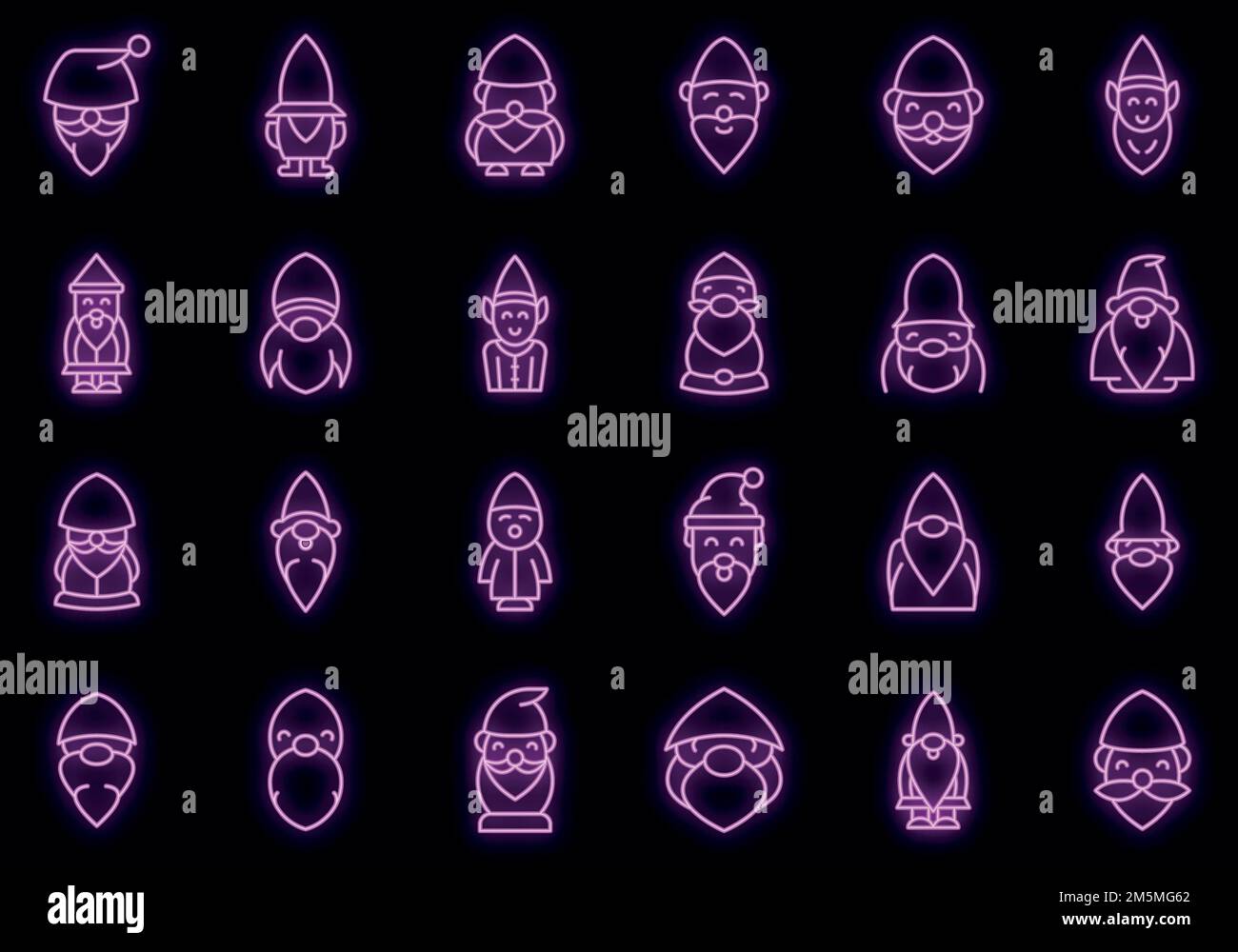Garden gnome icon. Outline garden gnome vector icon neon color on black ...