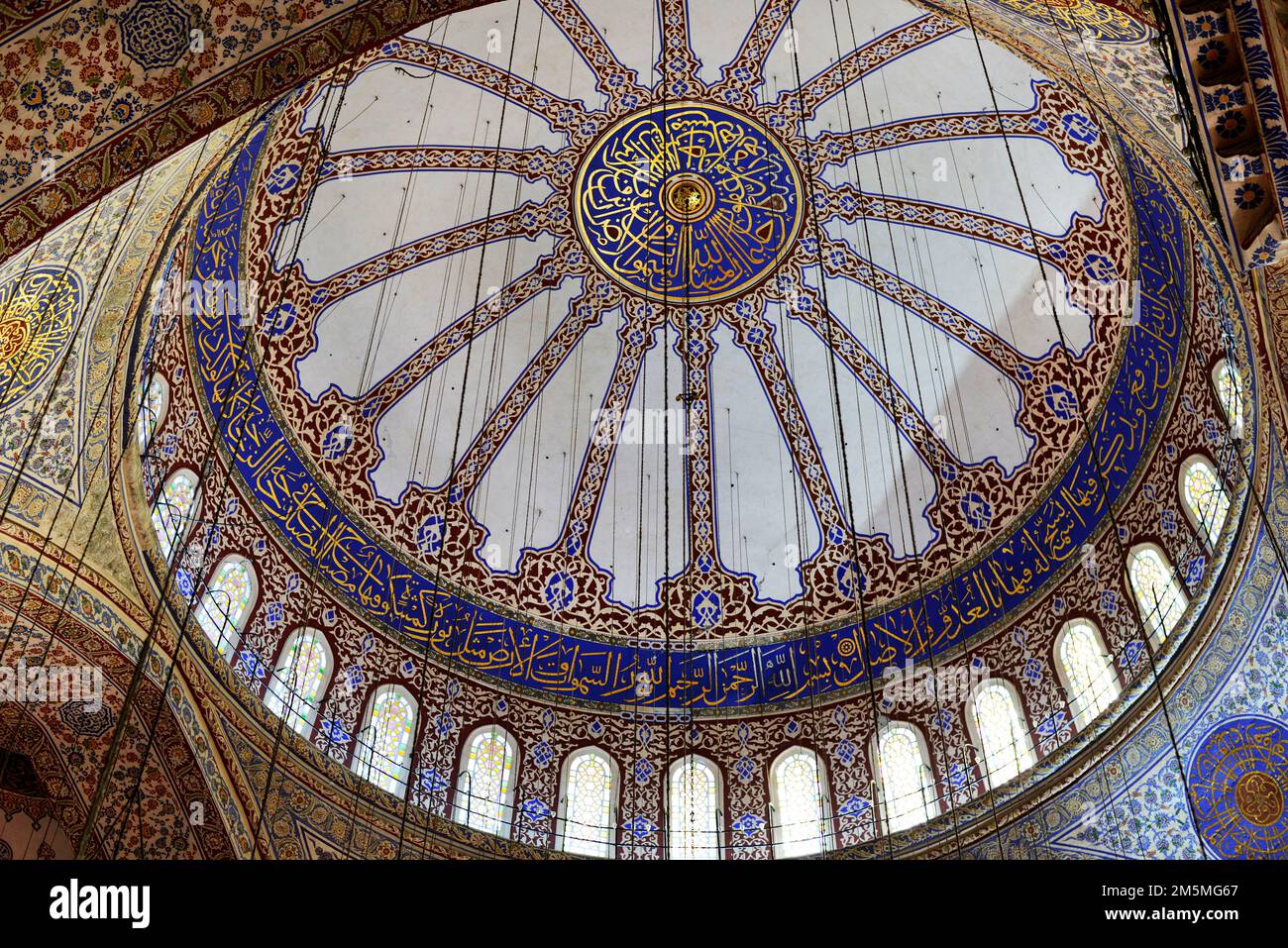 The beautiful interior of the Blue Mosque in Istanbul, Turkey Stock ...