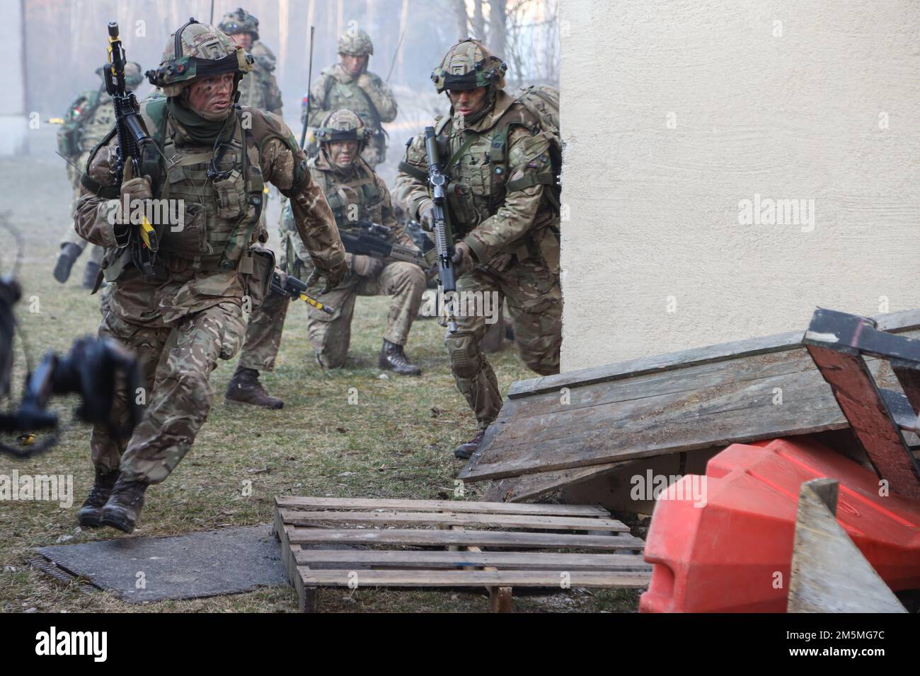 British soldiers conduct movement as a team during Royal Military ...