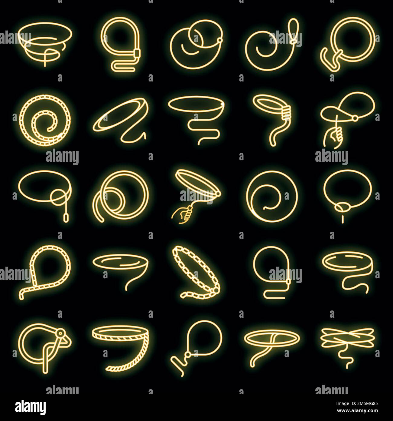Lasso Icons Set Outline Set Of Lasso Vector Icons Neon Color On Black Stock Vector Image And Art
