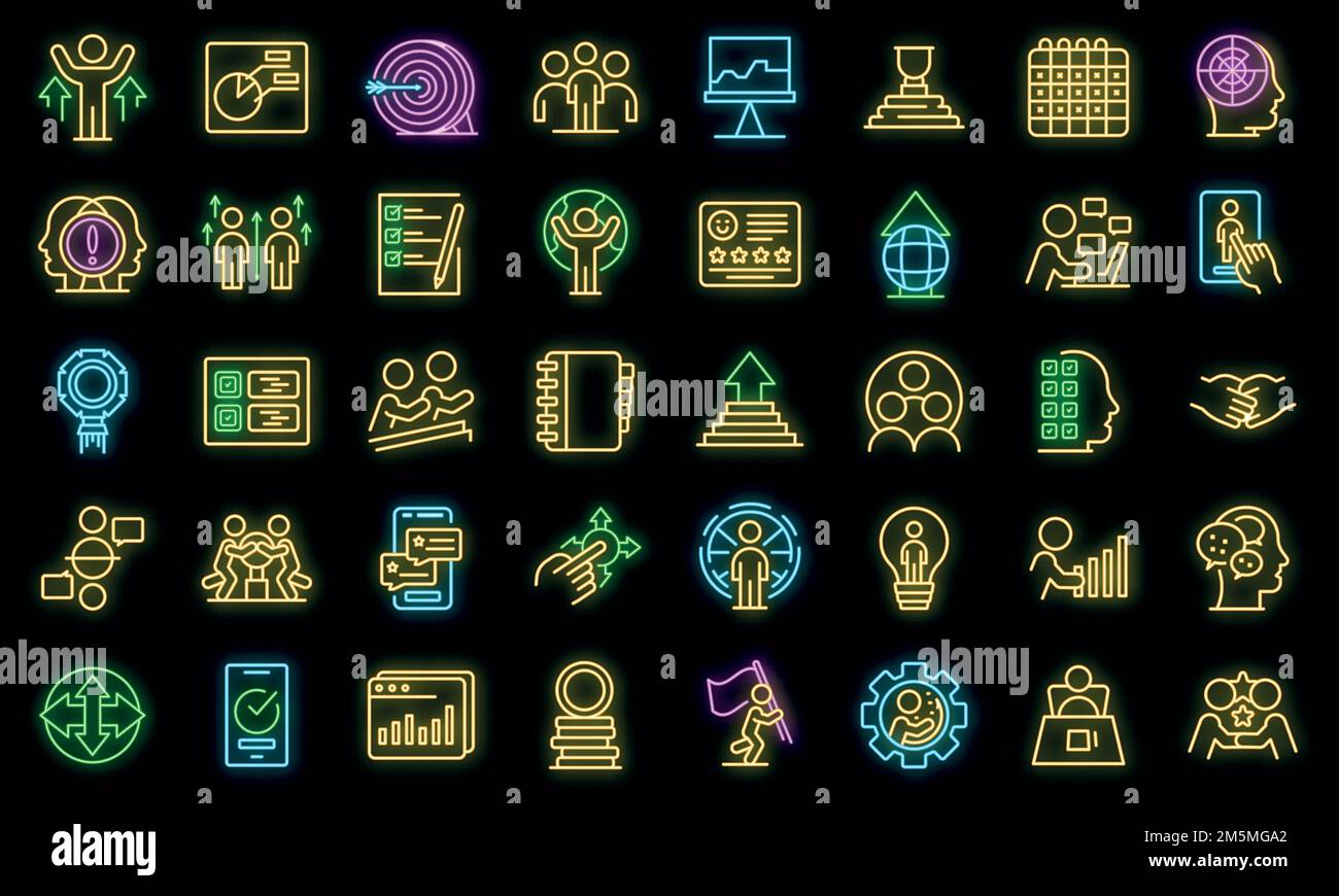 Human resources icons set. Outline set of human resources vector icons ...