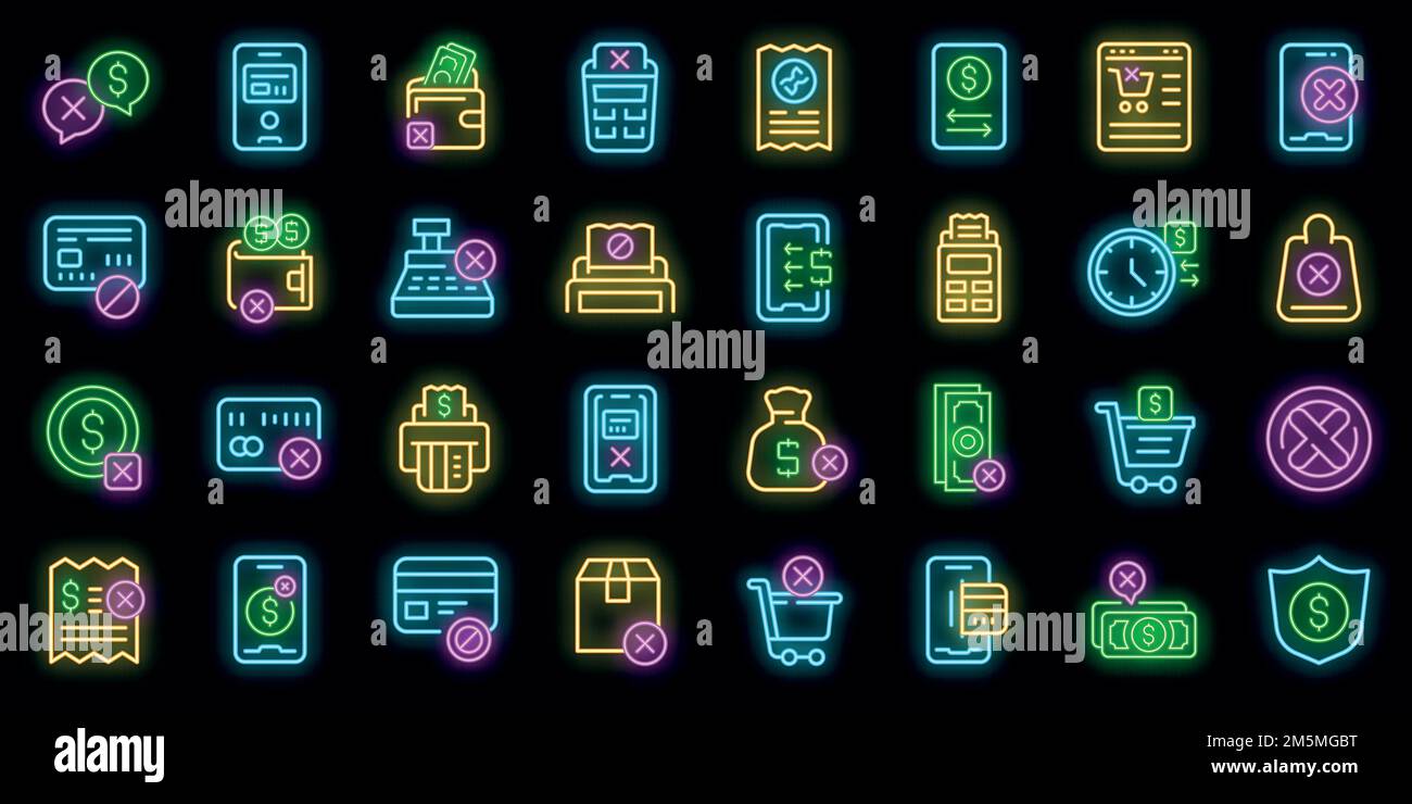 Payment cancellation icons set. Outline set of payment cancellation ...