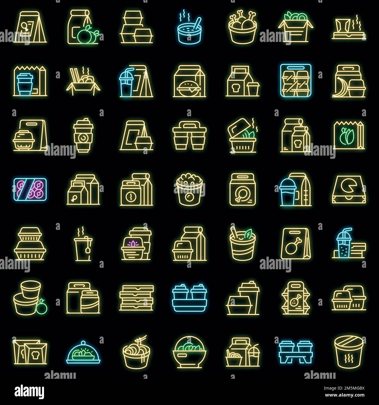 Takeaway food icon. Outline takeaway food vector icon neon color on ...