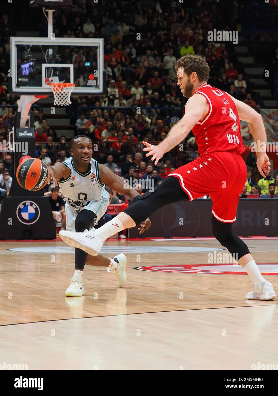 Milan, Italy. 29th Dec, 2022. Jared Harper (Valencia Basket) thwarted ...