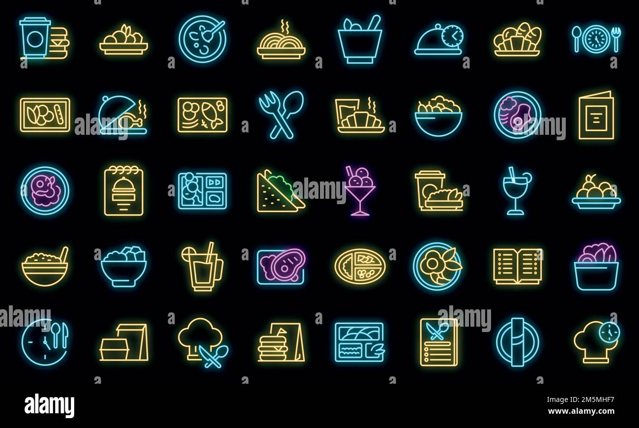 Business lunch icons set. Outline set of business lunch vector icons ...